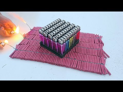 50 Cigarette Lighters vs 1000 Firecrackers - YouTube