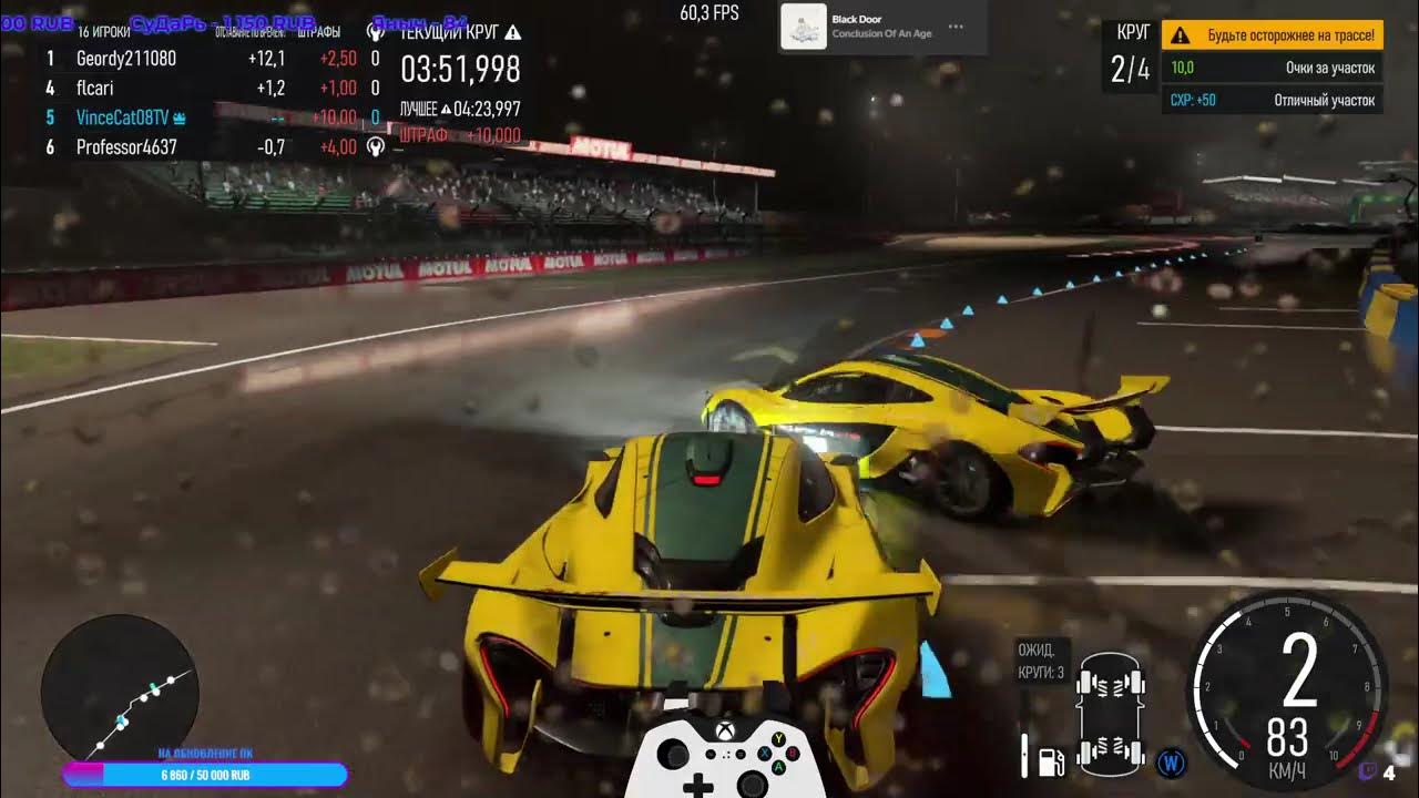 Epic win on rainy 4-laps Le-Mans with 10 sec of penalty and without pit-stop (Forza Motorsport ...