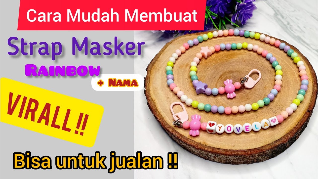 DIY strap masker lucu dengan inisial nama | strap masker manik warna ...