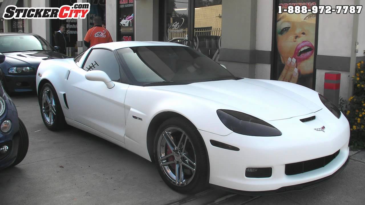Matte White Corvette Wrap by Sticker City - YouTube