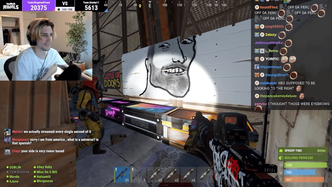 xQc shows his drawing of GIGACHAD to Rust Squad and Sammy - YouTube