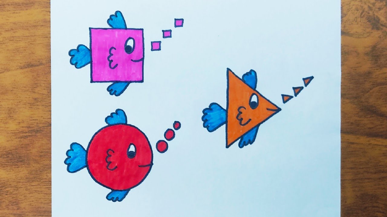 Pencil drawing " Easy way to draw fishes with shapes - YouTube