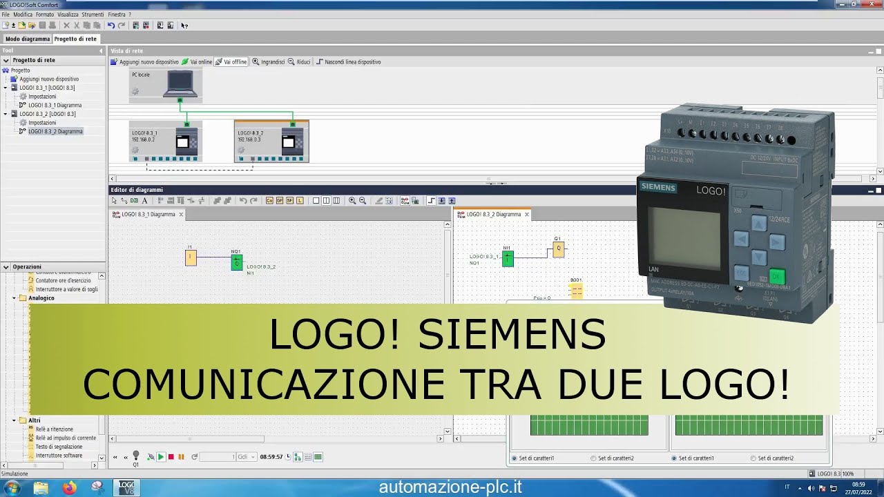 Come programmare il PLC LOGO! Siemens: comunicazione tra due cpu - YouTube