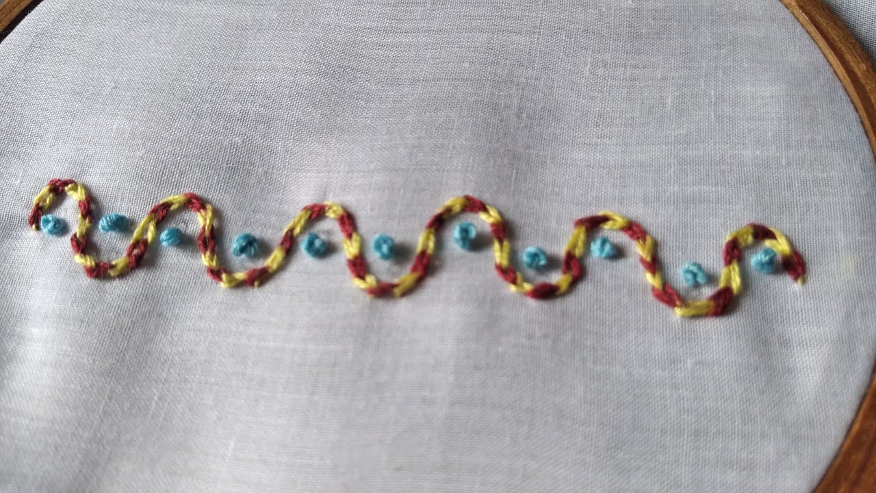 Double colour chain stitch, embroidery for beginners - YouTube
