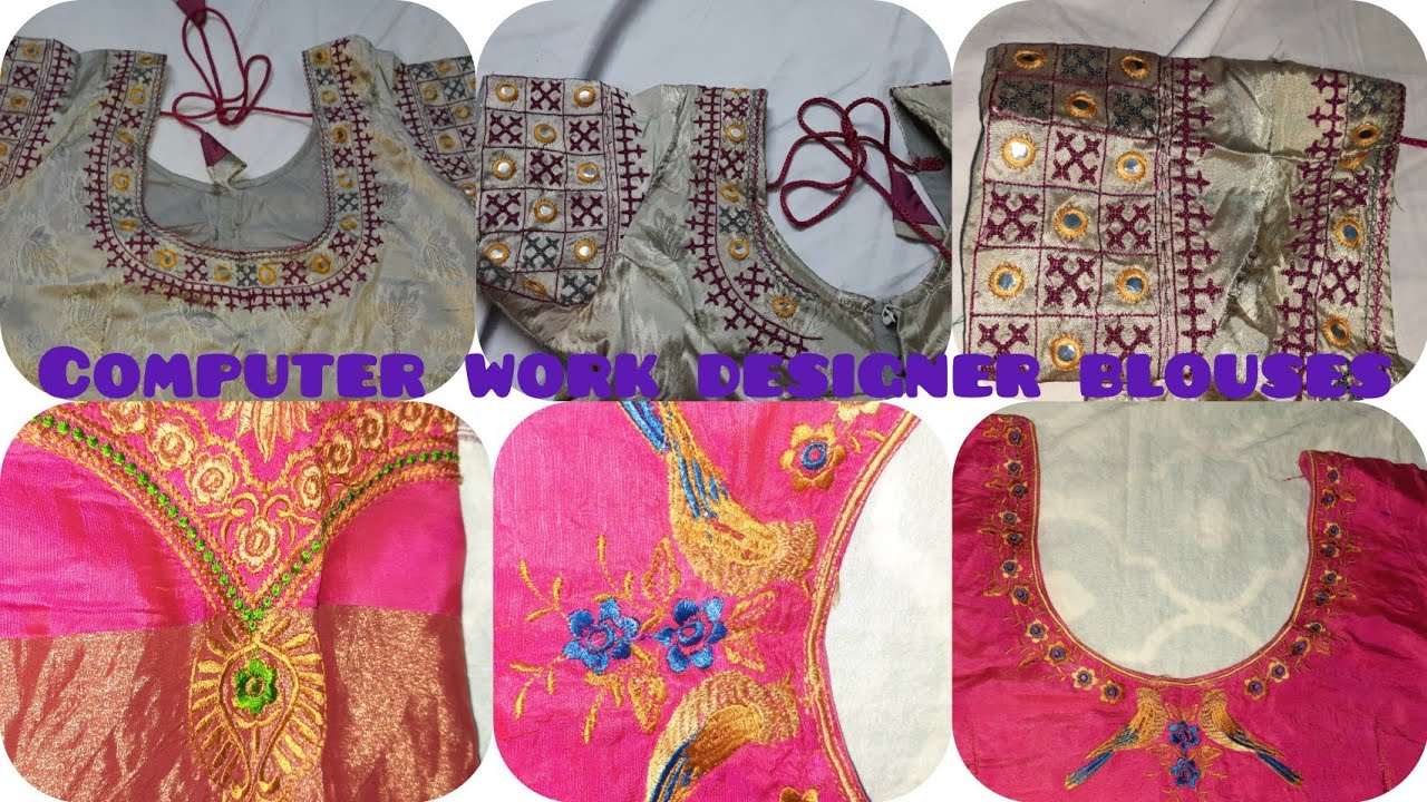 Computer work designer blouses collection's part -1/simple thread work ...