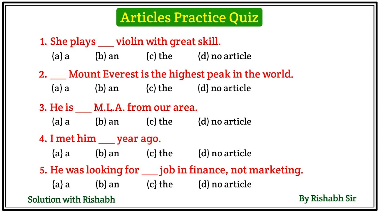 Articles A An The questions | Articles A An The in English Grammar ...