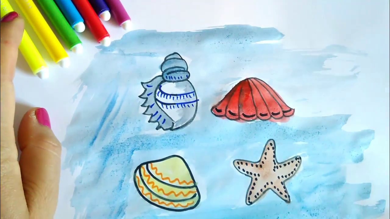 Sea Shells Painting Watercolors | How to draw seashells Watercolour ...
