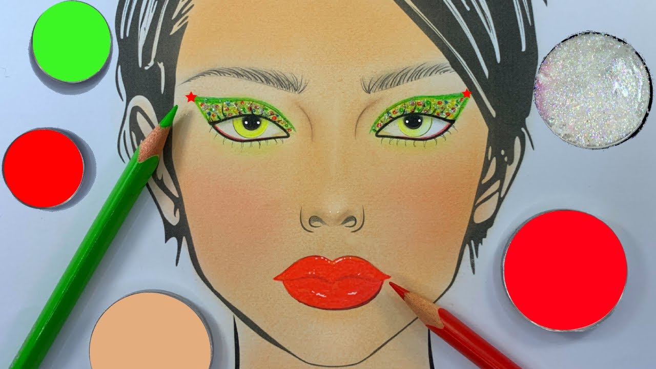 A Colourful Makeup Face Chart Inspired By Christmas Colours 🎄 - YouTube