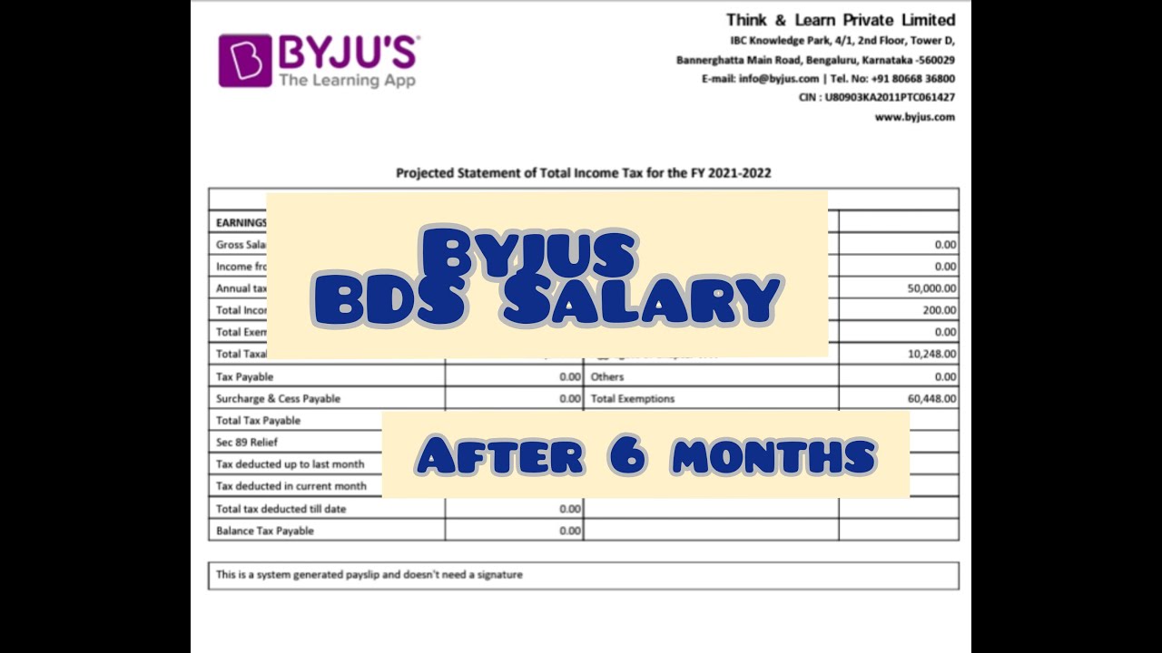 BYJUS|BYJUS BDA SALARY AFTER 6 MONTHS|BYJUS BDA POST| BYJUS SALARY # ...