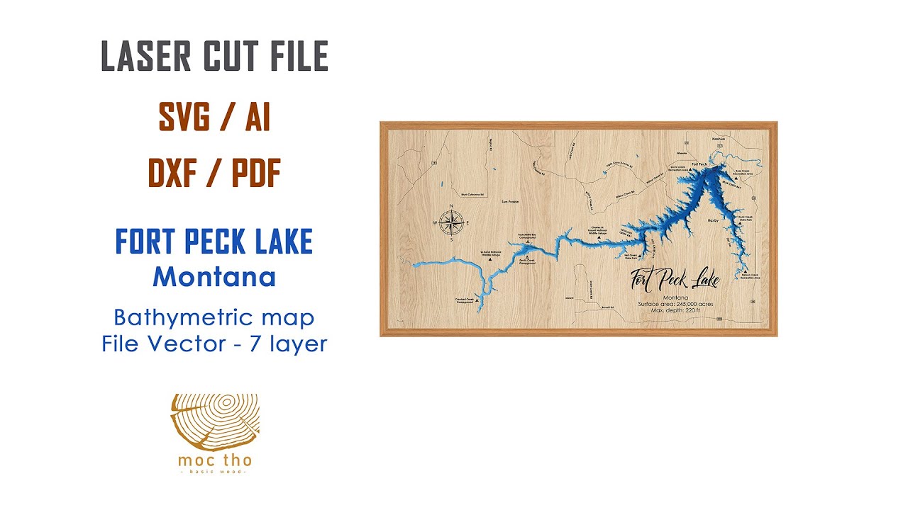 Fort Peck Lake Montana wooden map 3d nautical - YouTube
