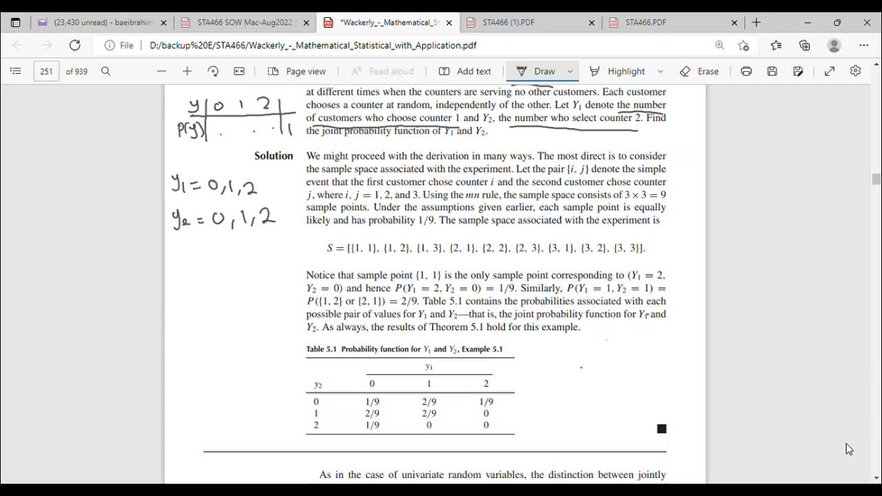 STA466 : BIVARIATE DISTRIBUTION FOR DISCRETE RANDOM VARIABLE - YouTube