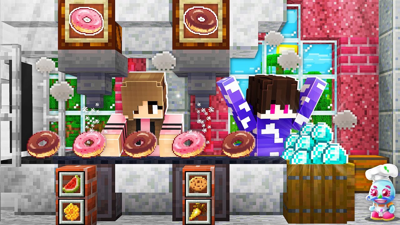 FICAMOS MILIONÁRIOS COM UMA FÁBRICA DE DONUTS NO MINECRAFT! - YouTube