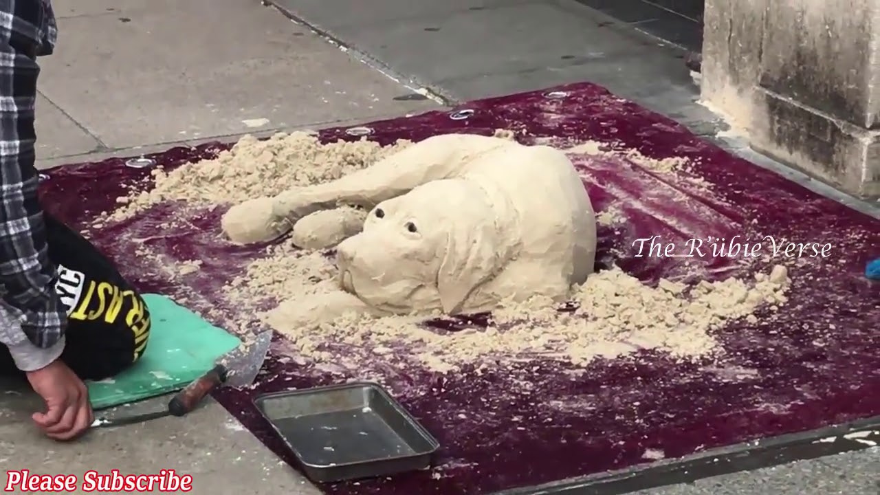 Sand dogs FAKE? Realistic Dog Sculpture! - YouTube