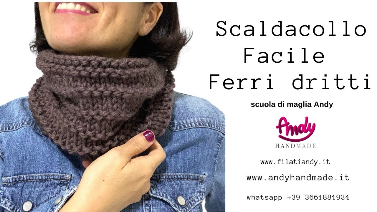 Tutorial Scaldacollo lavorato con i ferri dritti filato Big Merino Katya - YouTube