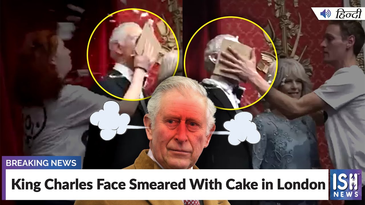 King Charles Face Smeared With Cake in London | ISH News - YouTube