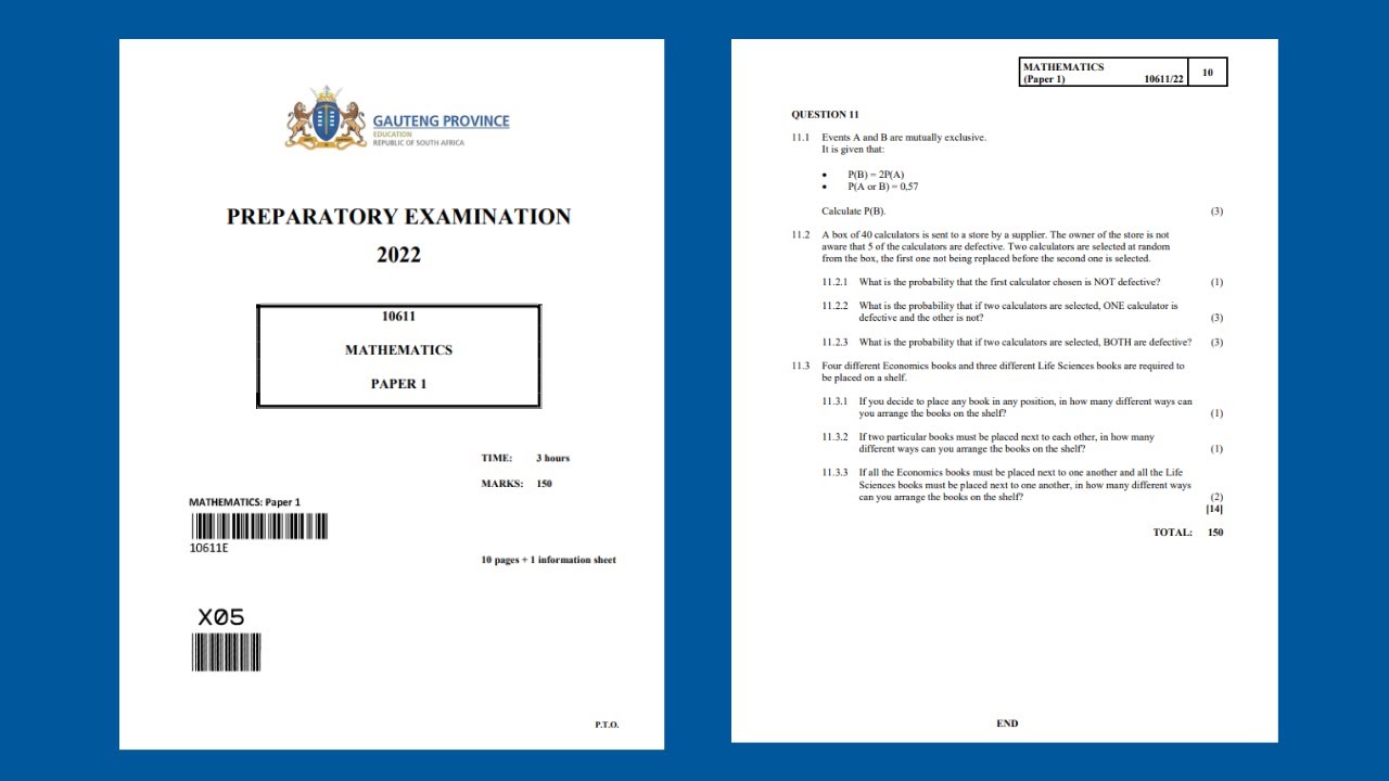 2022 Prelim Exam Memo | Probability Grade 12 Math Paper 1 - YouTube