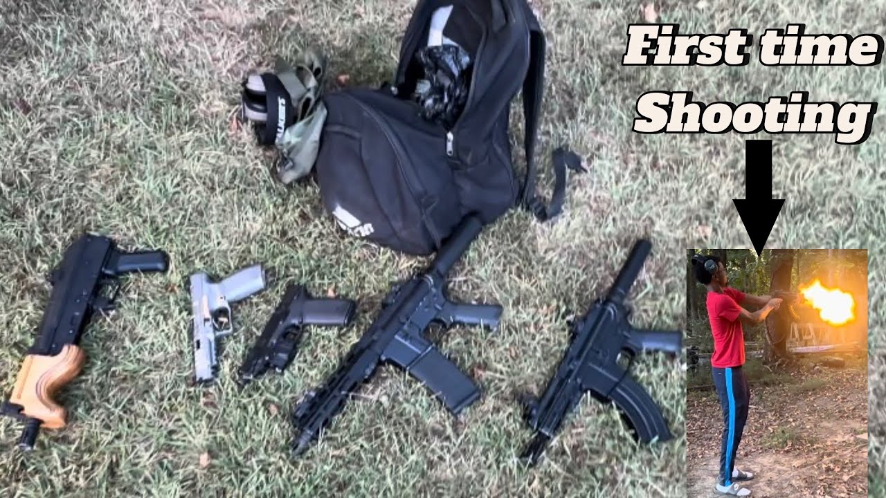 His First Time Shooting A Gun😱 (AR Pistol, Draco, And More) - YouTube