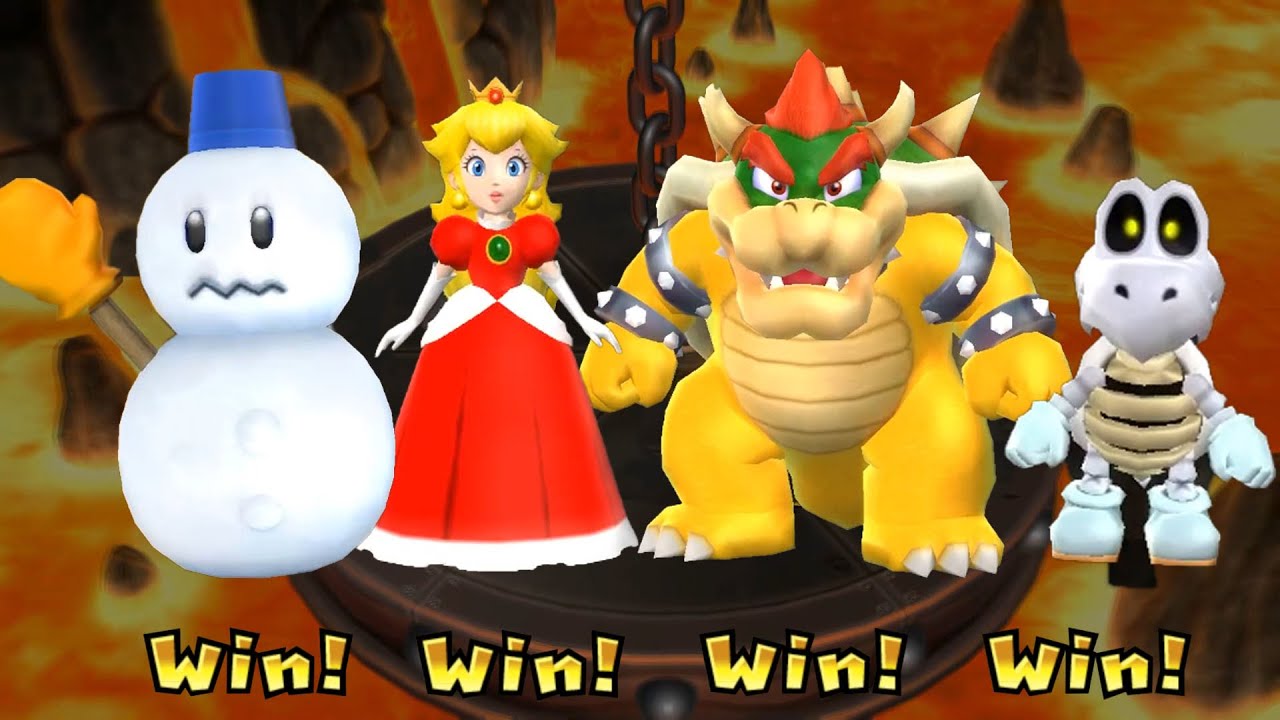 Mario Party 9 Step It Up - Snowman Vs Peach Vs Bowser Vs Dry Bones ...
