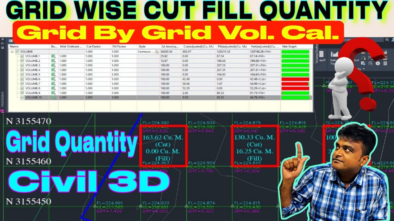Grid Wise Quantity Report in Civil 3D , Grid Volume , #civil3d - YouTube