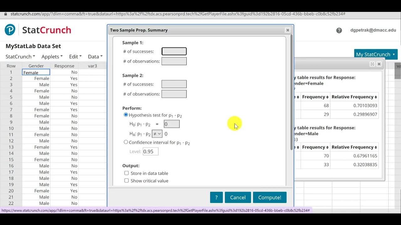 Sorting Data in StatCrunch with categorical variables Section 11.1 HW prob 6 - YouTube