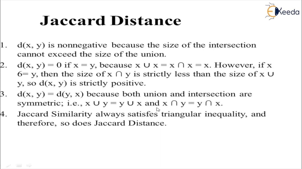 Jaccard Distance - Finding Similar Items and Clustering - Big Data Analytics - YouTube
