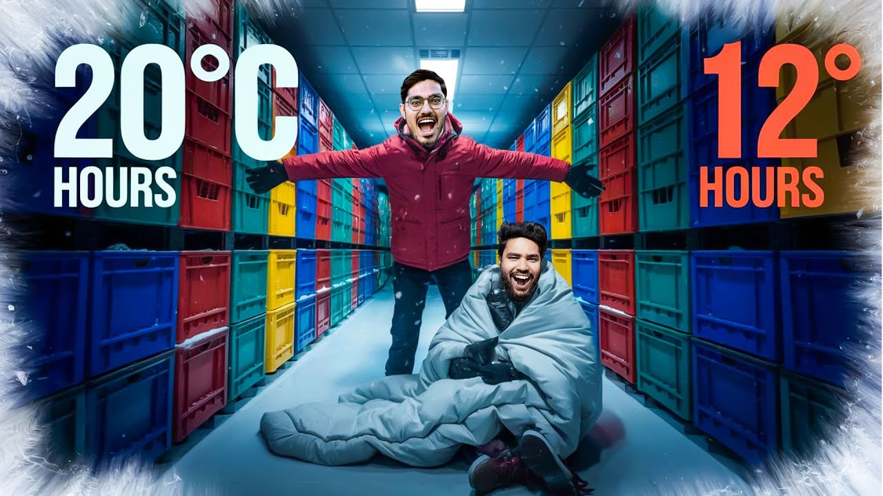 Living 12 Hours in Freezing Cold Room Challenge अंटार्कटिका जैसा ठंडा ...