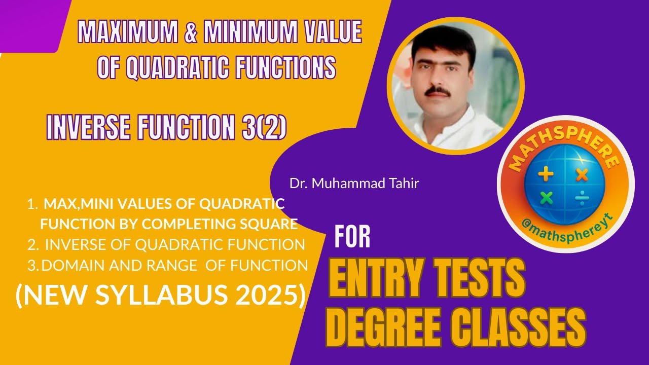 3(2) Maximum, Minimum value, Inverse of quadratic function |punjab|New ...