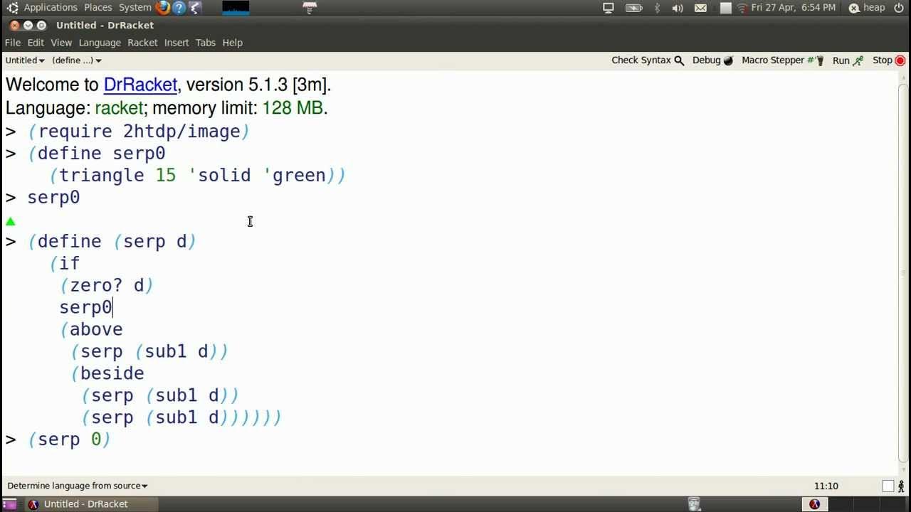 racket recursion 0.9/4 --- triangle recursion - YouTube