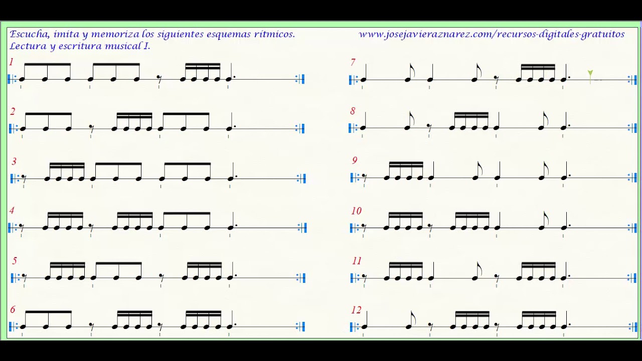 Lectura/E Musical Esquemas. rítmicos. grupo 41A/silencio de corchea. P ...