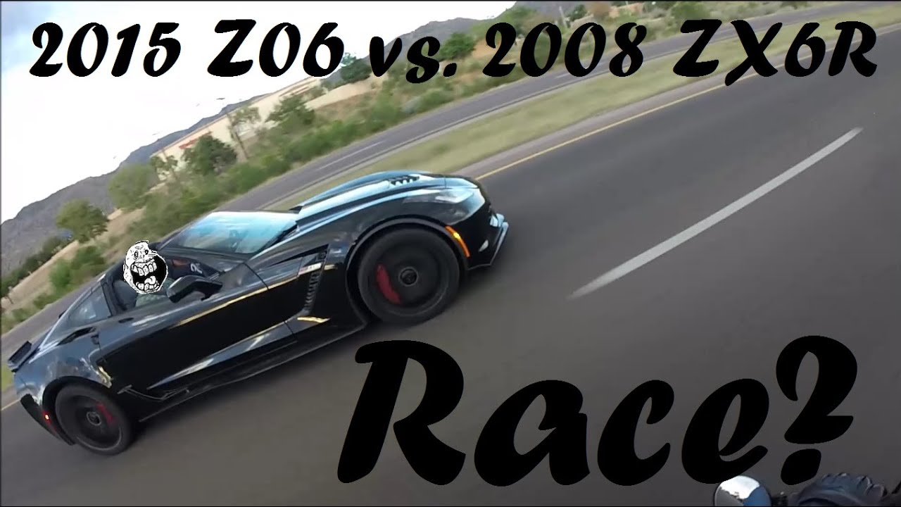 ZX6R Plays with a New Corvette Z06 - YouTube