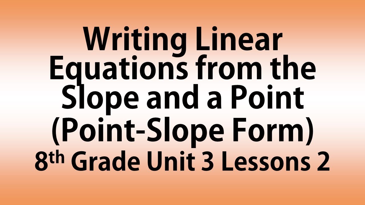 Writing Linear Equations from the Slope and a Point (Point-Slope Form ...