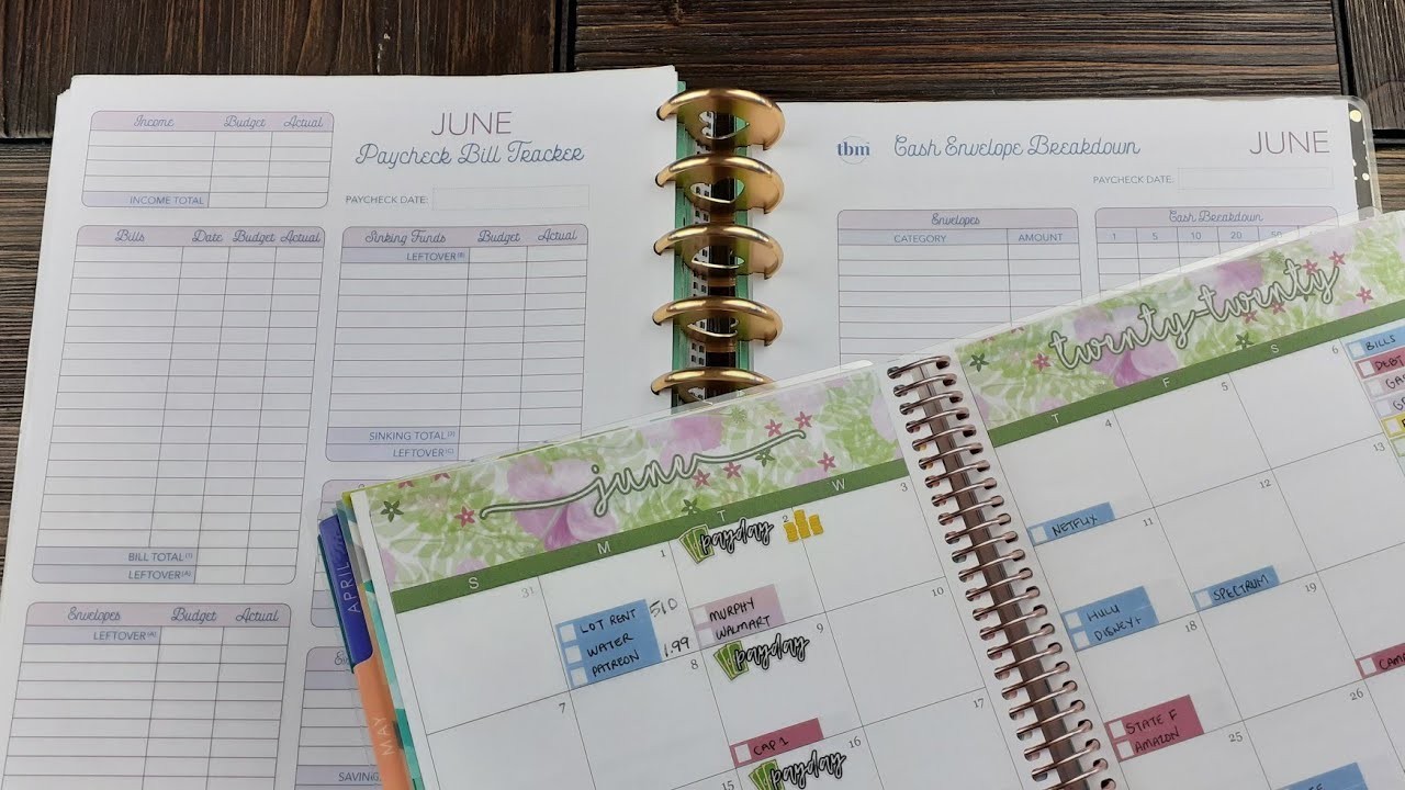 June Budget Set Up | Budget by Paycheck Workbook + Erin Condren Deluxe ...
