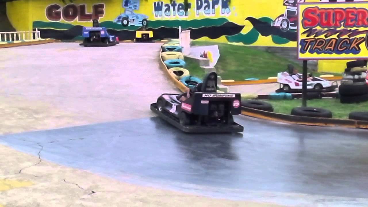 Alec riding the super 8 go karts at midway speedway - YouTube