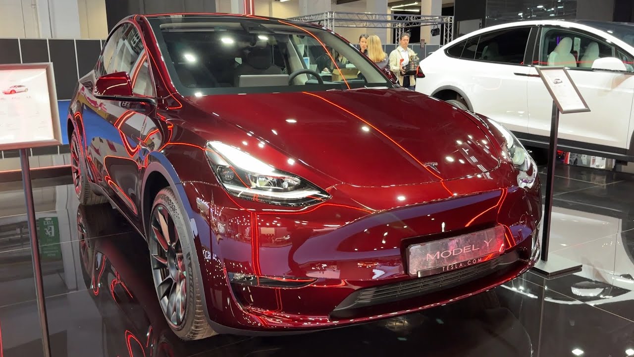TESLA Model Y 2023 - Midnight Cherry Red color walkaround & review ...