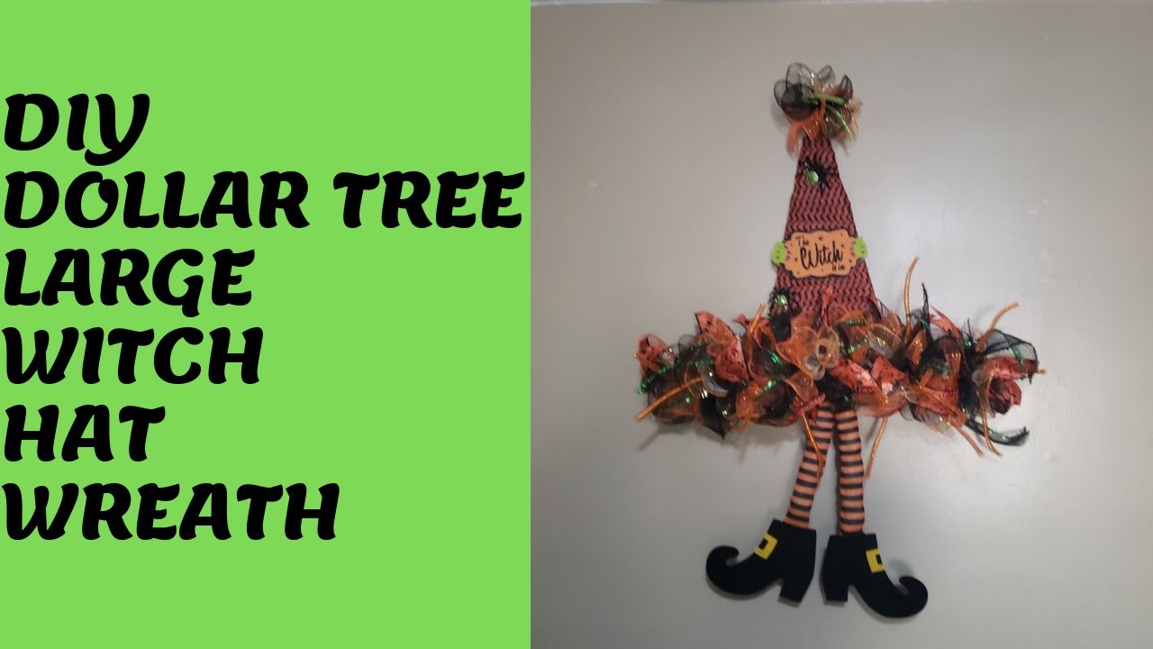 DIY DOLLAR TREE LARGE WITCH HAT WREATH - YouTube