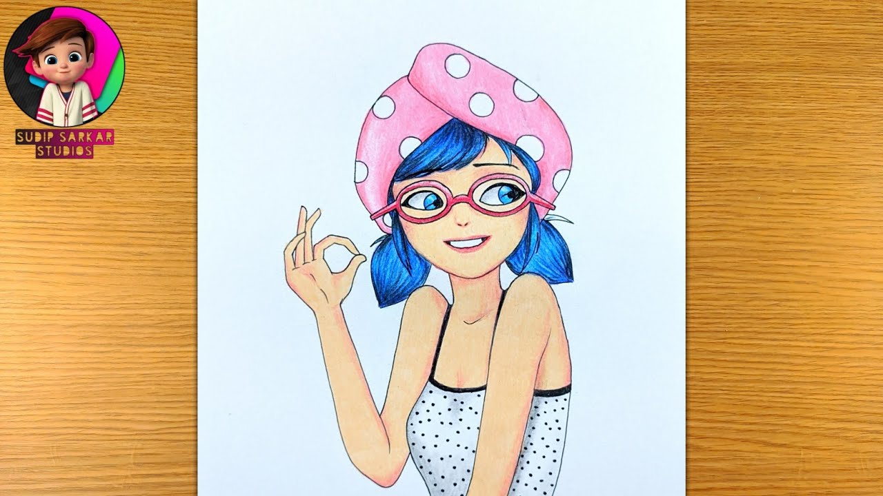 How to Draw Miraculous LadyBug Marinette Fan Art - YouTube