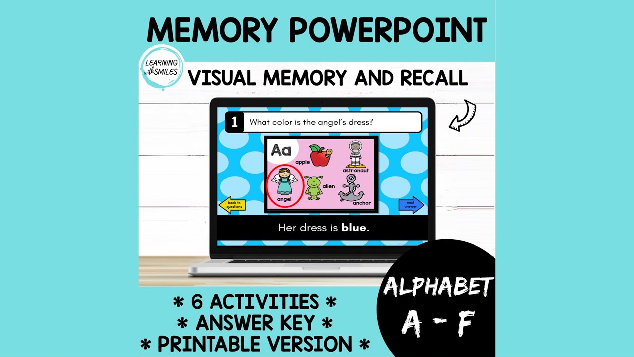 Working Memory Visual Recall PowerPoint Activity: Alphabet Memory A - F ...