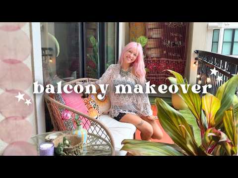 AESTHETIC BALCONY MAKEOVER!! turning a boring space into an oasis