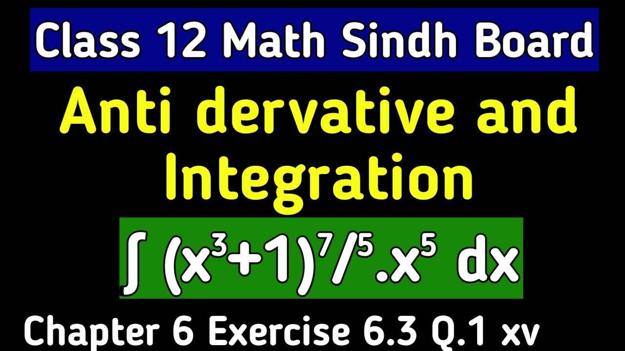 Anti Derivatives and Integration -- class 12 chapter 6 -- Exercise 6.3 ...