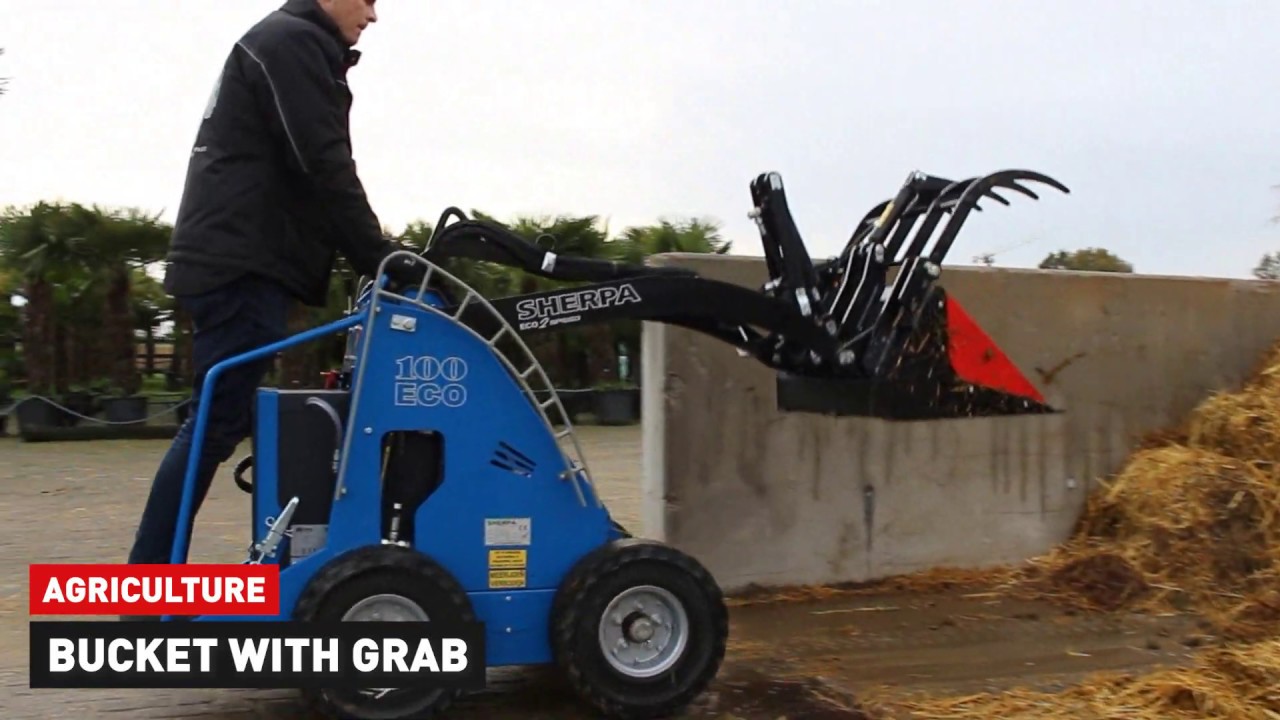 Agriculture | Bucket with grab | SHERPA mini-loaders - YouTube