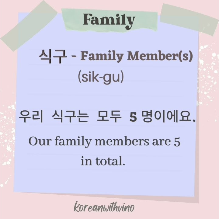 [ENG] 2000 Essential Korean Words for Beginners - Family (식구 - Family ...