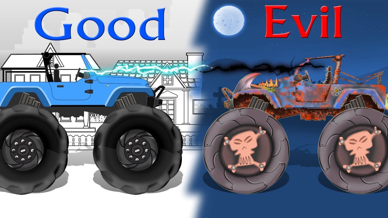 Good and Evil | Jeep Monster Truck | Vehicle Battles | Cartoon Trucks ...