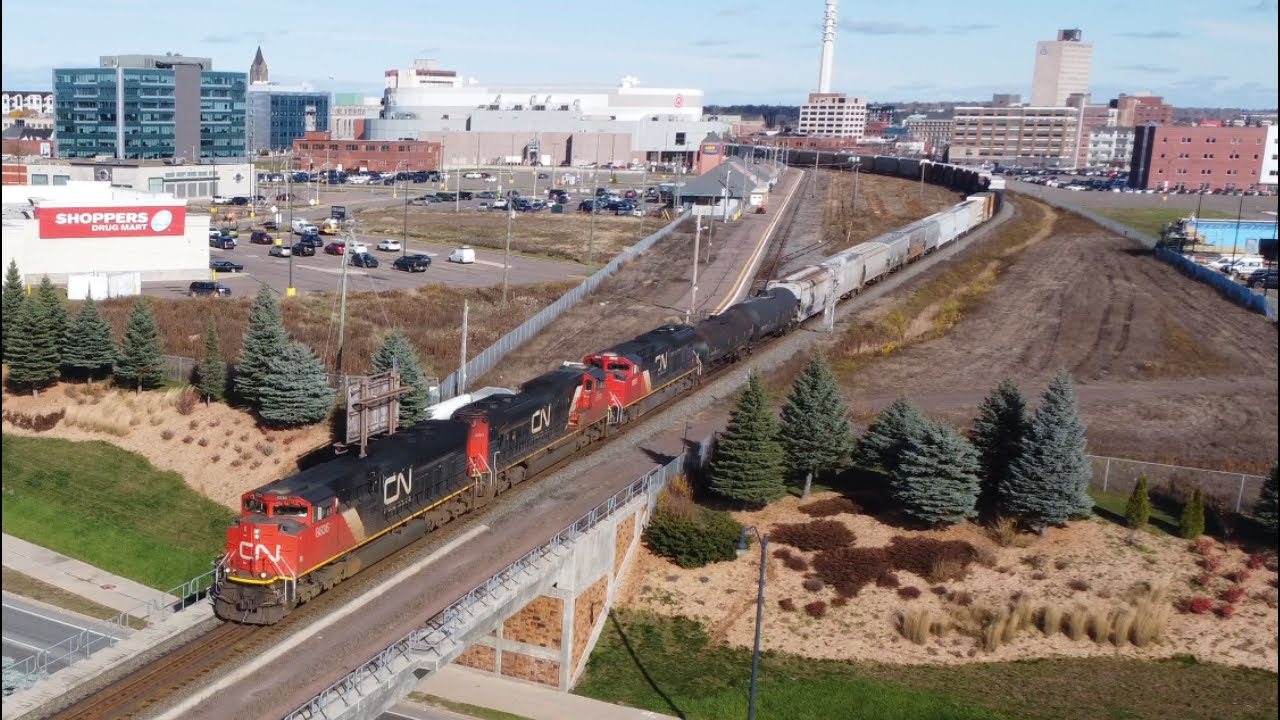 Awesome Aerial 4K View! Three SD70M-2s Bring Freight Train CN 507 into ...