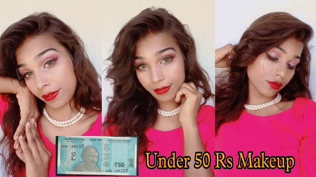 under 50 Rs. party makeup challenge |Glam party makeup look for ...