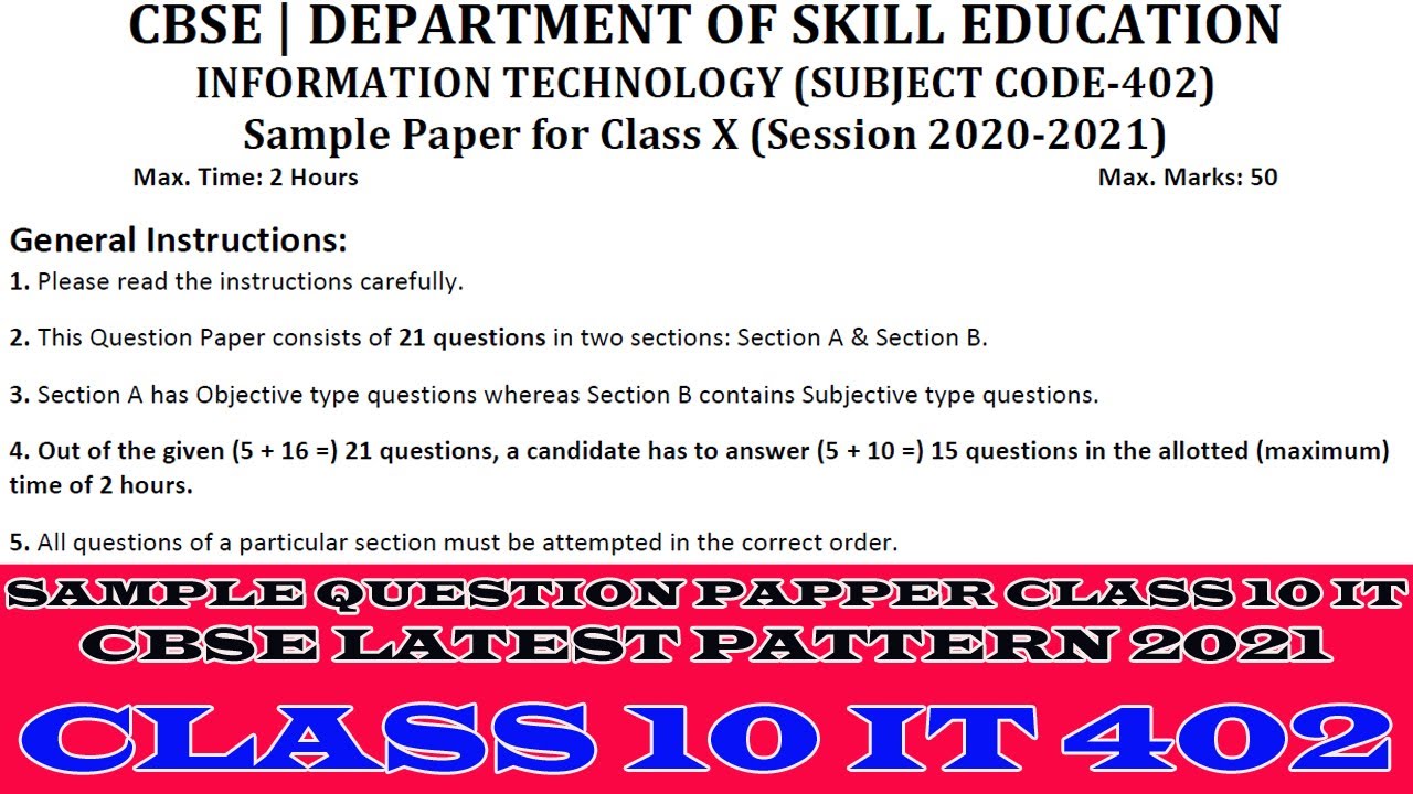 Class 10 It Sample Paper 2021 Class X IT 402 YouTube class-10-it-sample-paper-2021-class-x-it-402-youtube