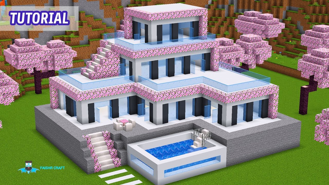 Minecraft | How to build a modern white house (Tutorial) - YouTube