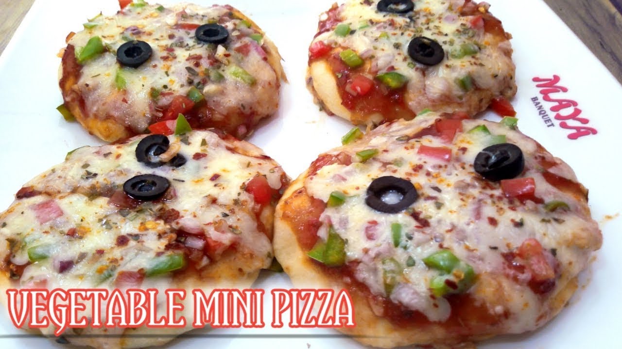 Vegetable Mini Pizza on pan | Without Oven Mini Pizza for Kids | Easy ...