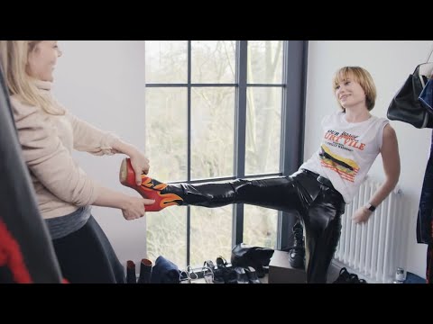 Julia Hobbs of 'Vogue' magazine, vinyl trousers