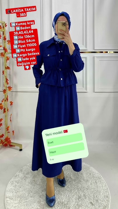 🎩LARİSA TAKIM - 385 ️Kumaş kraş ️Beden 38,40,42,44 ️Jile 136cm ️Bluz 54cm ️Fiyat 1100₺ ️Ptt ...