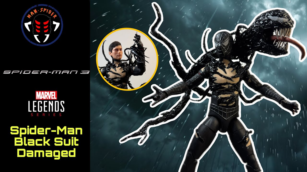 CUSTOM - Spider-Man Black Suit Battle Damaged | Marvel Legends | Spider ...